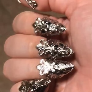 Full Armor Articulated Finger Claws Nails Ring Gold Set Style 2 ...