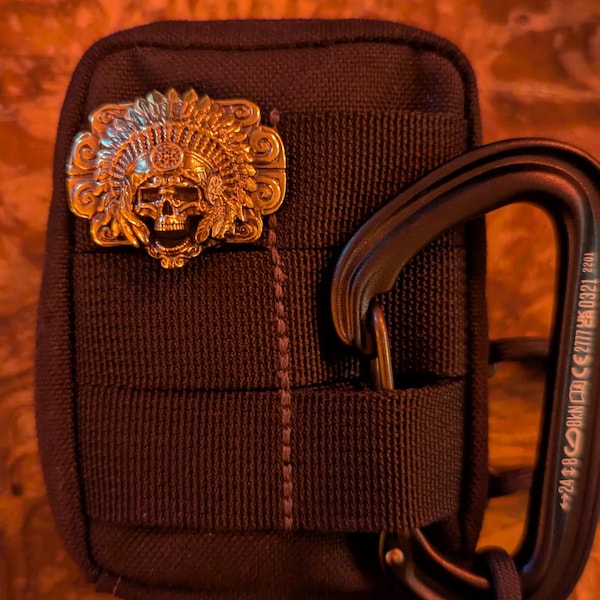 INDIAN CHIEF SKULL Molle Clip From Bronze Tribal Ethnic Native Gothic ...