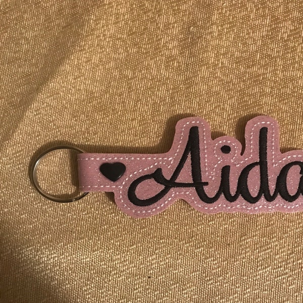 Name Keychain Embroidered Name Snap Tab Key Fob Personalized Keychain ...