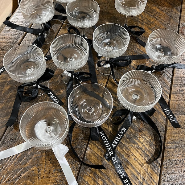 Arch Acrylic Wedding Place Settings With Black Satin Ribbon Bow ...