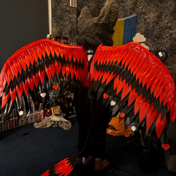 Husk Wings, Black, Red Angel Wings Costume, Hazbin Hotel, Cosplay - Etsy