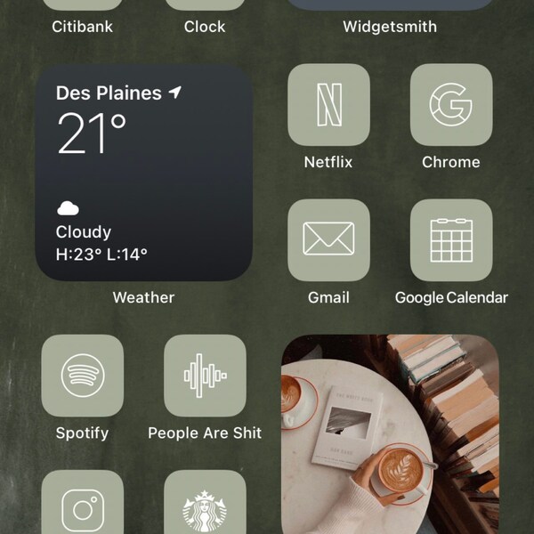 Green App Icons, Neutral Green Aesthetic Boho iPhone Covers, Ios 14 App ...