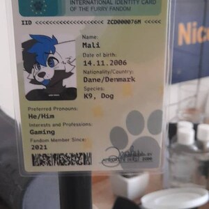 Personalized Furry Fandom ID Card Laminated, With Optional NFC Tag and ...