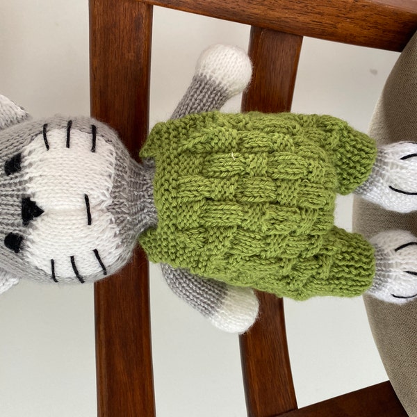Cat Knitting Pattern, DIY Stuffed Animal,cat in Overall, Gift for Kids ...