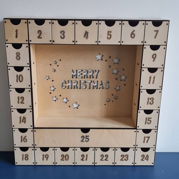 Christmas Advent Calendar SVG Laser Cut Files. Digital Pattern for ...