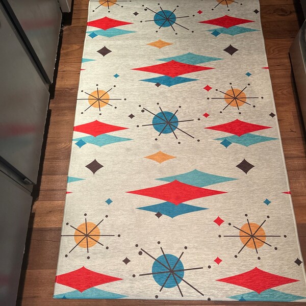 Atomic Starburst Diamond Mid Century Modern Retro Area Rug for Living ...