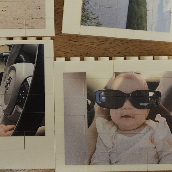 Personalized Custom 4 Photos Rectangle Building Block With Stand ...