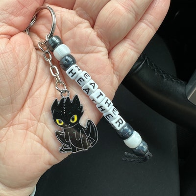 Personalised Name Key Chain Toothless Dragon Charm Keyring Chain Enamel ...