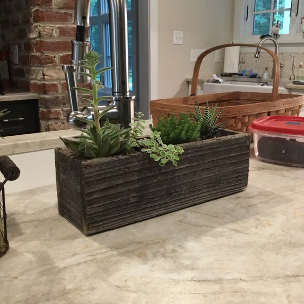 12" Wooden Farmhouse Planter Wedding Box Rustic Decor (3.25"- 3.75"h ...