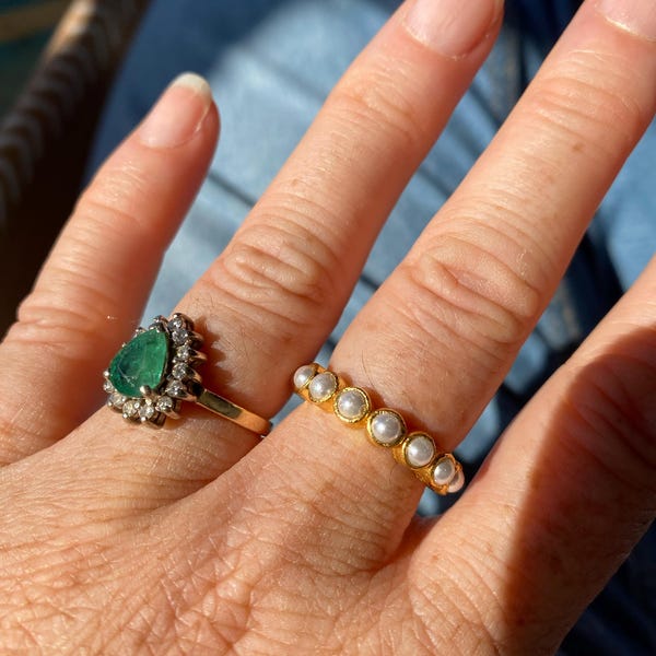 Natural Freshwater Pearl Eternity Band \ Gemstone Ring \ Channel ...