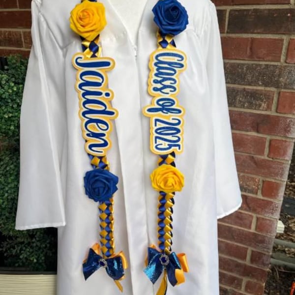 Graduation Lei, 2 Color Graduation Lei, Senior Night, Personalized ...