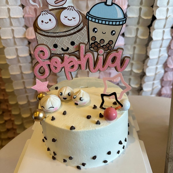 Dumpling Cake Topper, Dim Sum Party, Bao Cake Topper, Little Dumpling ...