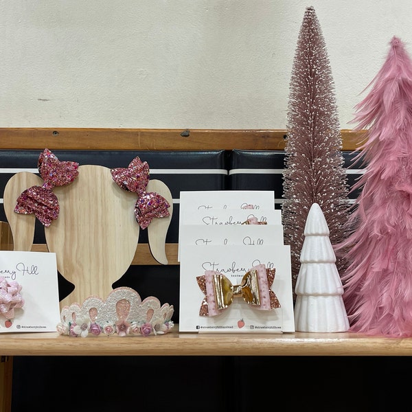 Wooden Head Stand. Child Silhouette With Pigtails. Hair Bow Displays ...