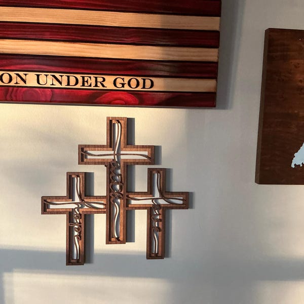 Connected - Set of 3 Wall Cross | 3 Layer Cross Decor | Inspirational ...