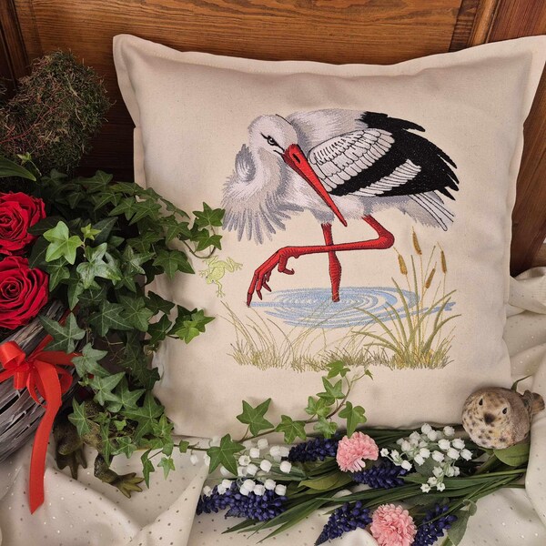 Elegant Stork Embroidery Design, Adorable Stork Family Machine ...