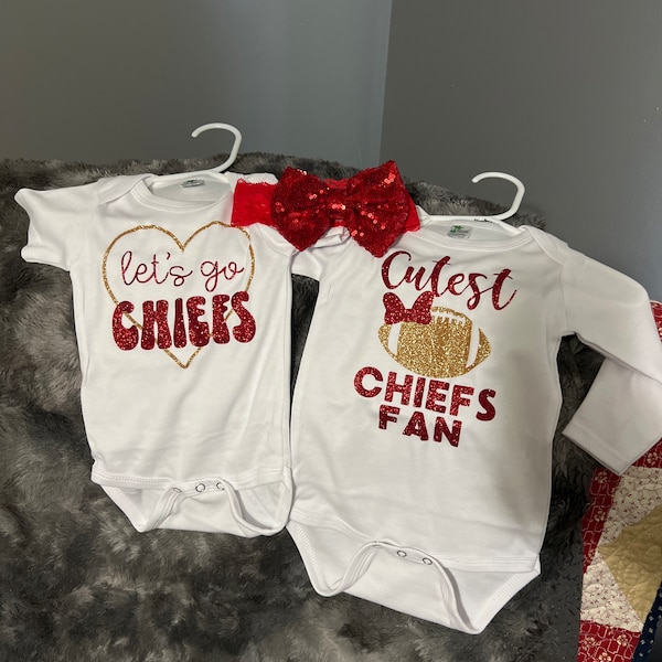 Cutest Chiefs Fan Football Bodysuit Outfit for Baby Girl - Etsy