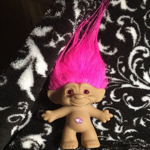 Vintage Ace Novelty Treasure Troll Doll, Purple Hair, Purple Diamond ...