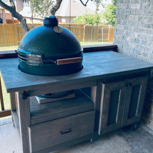 Large Big Green Egg/kamado Joe/ Vision Grill Table - Briarsmoke Stain ...