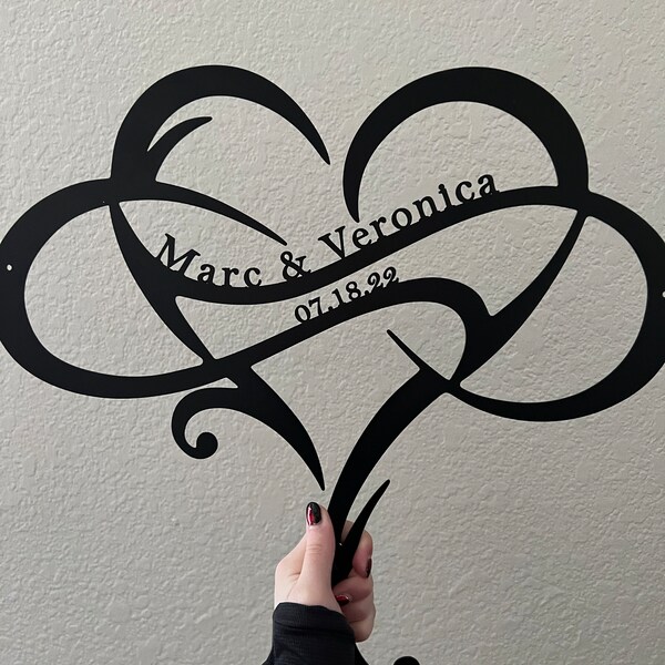 Personalized Metal Infinity Heart Sign - Customizable Heart Plaque ...