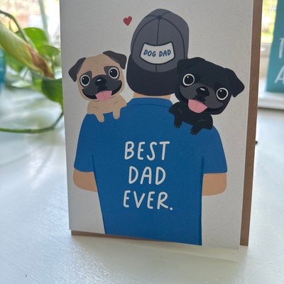 Pug Dad Dad Servant Father's Day Card Pug Father's Day by French ...