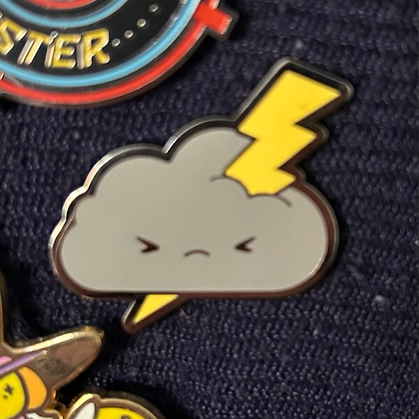 Grumble Cloud Pin - Cloud Lapel Pin Grumpy Rain Cloud Gift Lightning ...