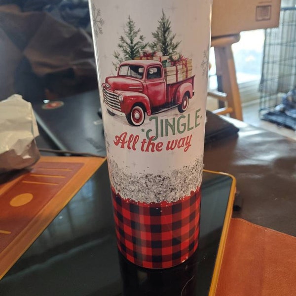 Vintage Christmas Tumbler 20oz With Straw, Retro Holiday Tumbler Cup ...