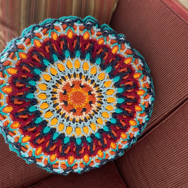 Spanish Mandala - Overlay Crochet PATTERN - Round Colorful Cushion ...