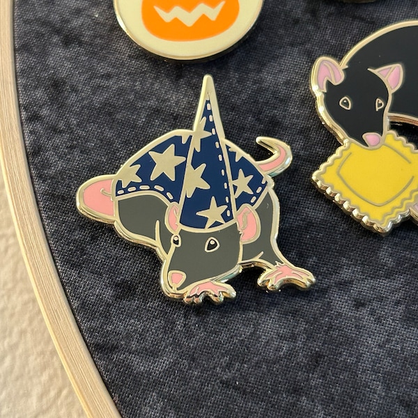 Set of 2 Rat Enamel Pins - Ravioli Rat & Wizard Rat - Etsy