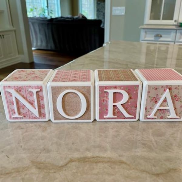Personalised Wooden Name Blocks SHABBY CHIC | Baby Name Blocks | Baby ...