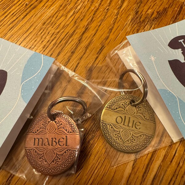 Personalized Pet Tag Elven Scrollwork With Celtic Border Custom Dog Cat ...