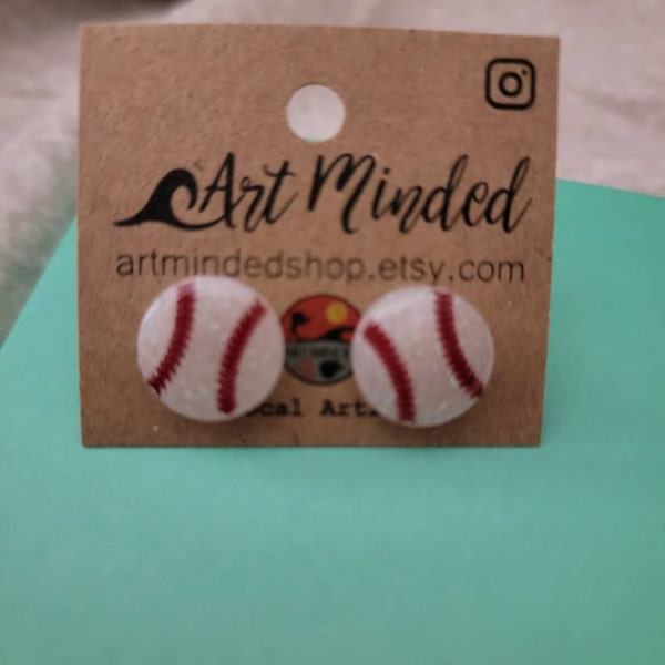 Softball & Baseball Stud Earrings, Glitter Studs, Travel Team Gift for ...