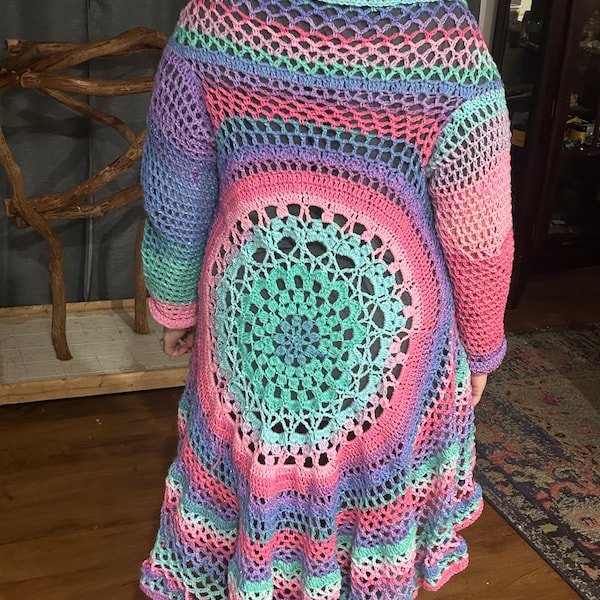 Crochet PATTERN: Lotus Duster / the ORIGINAL Bell Sleeve Lace Mandala ...