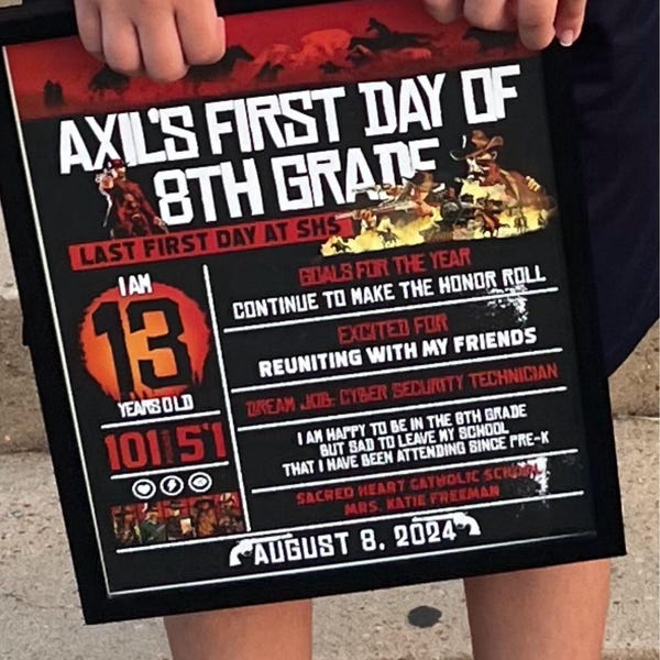 Last Day of 7th Grade Sign Printable, Girls Last Day in My Seventh ...