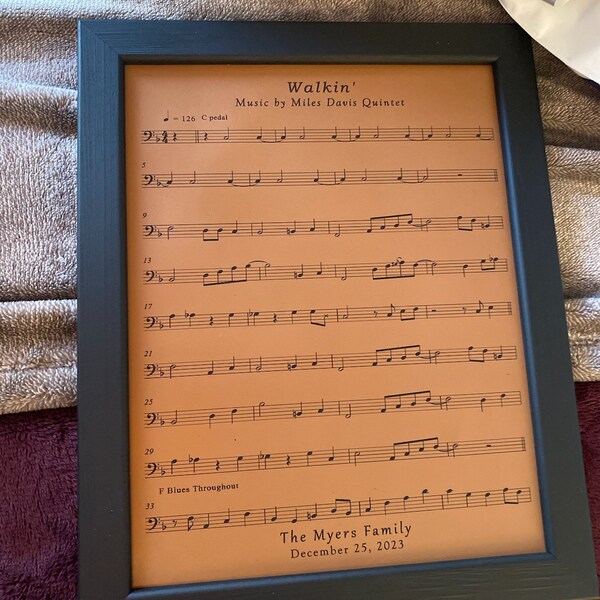 Handmade Leather Engraved Music Note Art, Couple's Names Personalized ...