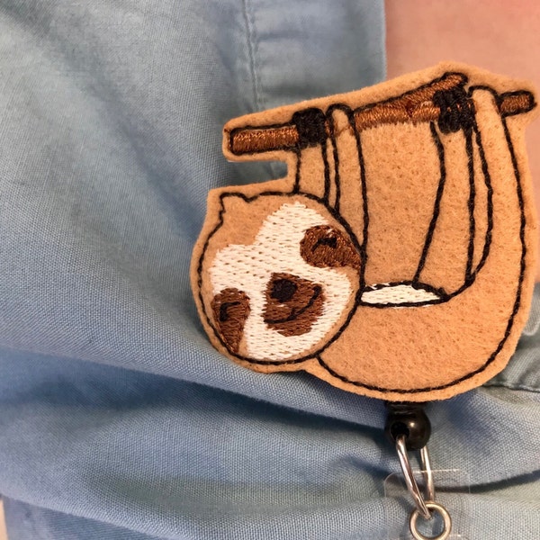 Sloth Badge Reel, Sloth Badge, Sloth Badge Holder, Sloth Badge Clip ...