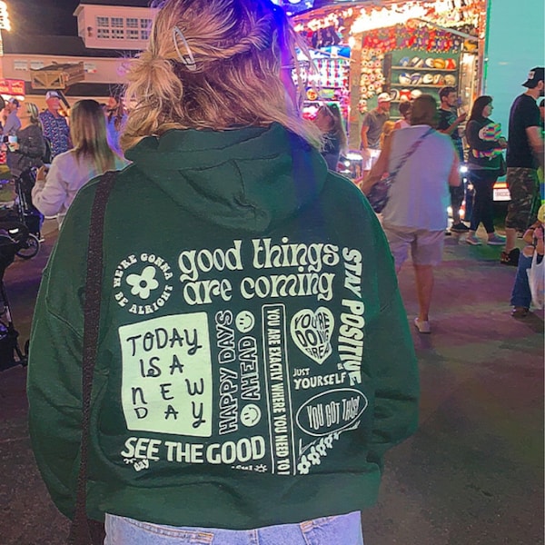 Pastel Positive Quotes Aesthetic Hoodie Trendy Sweatshirt Mental Health ...