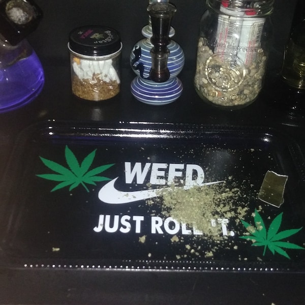 White Just Roll It Weed Rolling Tray Set - Etsy