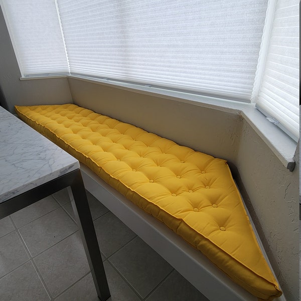 Custom Organic Cotton 3" Bay Window Cushion | Recessed Trapezoid ...