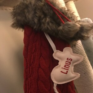 Personalized Linen Christmas Stocking Embroidered White Ruffle - Etsy