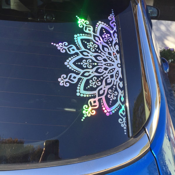 Mandala Car Decal | Holographic Mandala Sticker | Half Mandala ...