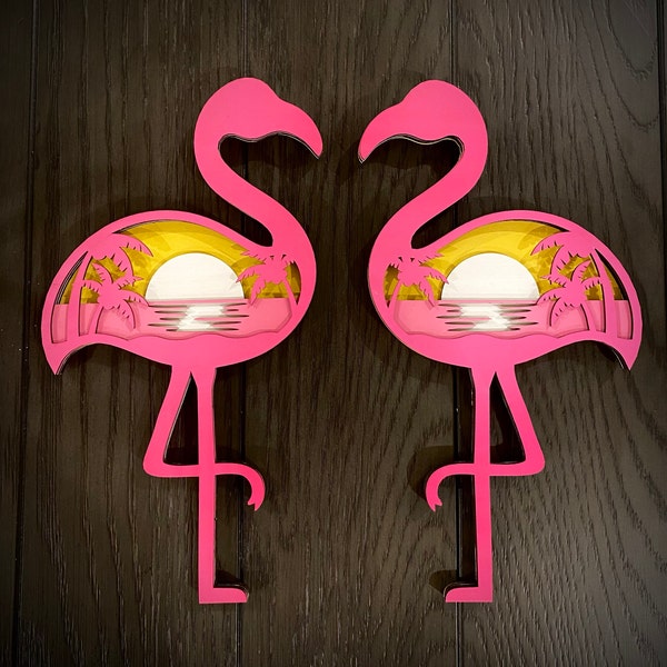 Flamingo Summer Beach Layered SVG Laser Cut File for Glowforge ...