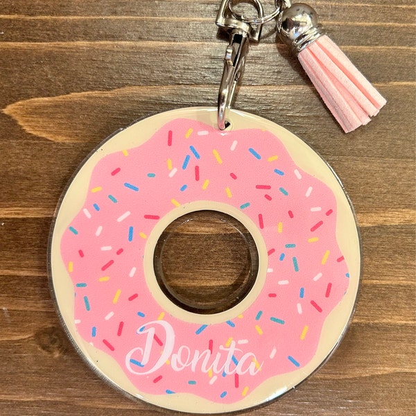 PERSONALIZED DONUT KEYCHAIN | Donut | Keychain | Gift for Her | Donut ...