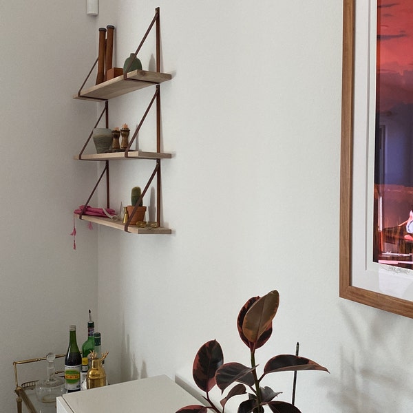 Leather Shelf Brackets Leather Straps for Shelf Wall Hanging Strap ...