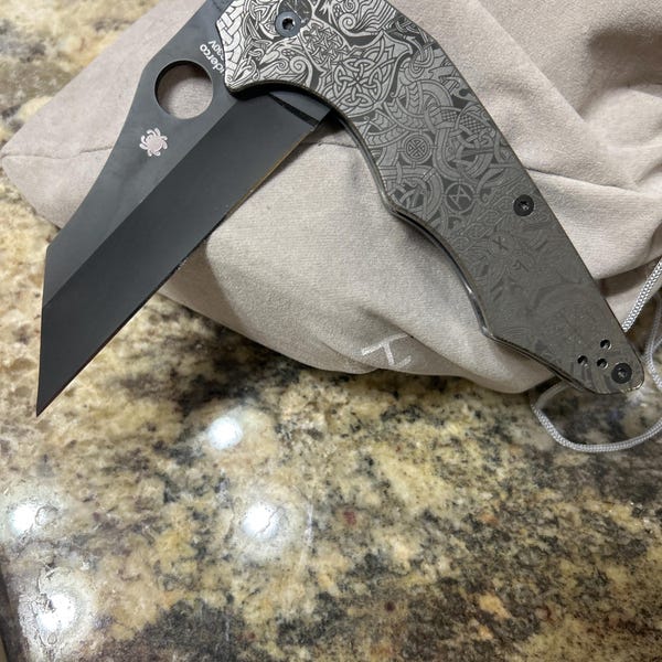 MINI Bugout Crossfade Micarta Scales Natural Linen Flytanium Gear Knife ...