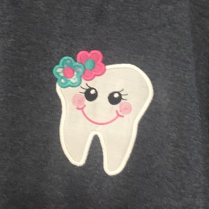 Girly Tooth Applique Machine Embroidery Design, Girl's Cute Tooth ...