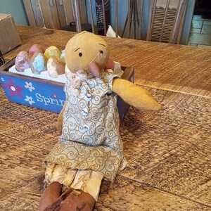 Primitive Standing Girl Bunny With Chick - Etsy