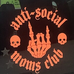 Anti Social, Goth Mom, Skeleton Rock Hand Decal, Spooky Car Accessories ...