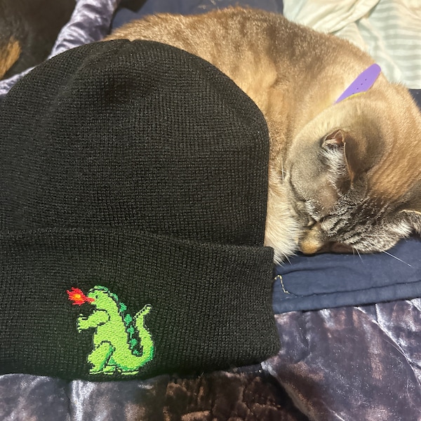 Embroidered 8 Bit Godzilla Beanie Hat Made in the USA - Etsy