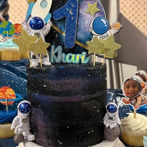 Topper de pastel espacial, fiesta de cumpleaños espacial, decoración de ...