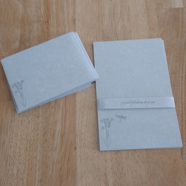 Handmade Stationery Set, Writing Paper With a Blue Lily and Dragonfly ...